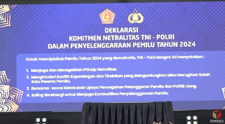 Kapolri dan Panglima TNI Deklarasi Komitmen Netralitas di Pemilu 2024 Kapolri dan Panglima TNI Deklarasi Komitmen Netralitas di Pemilu 2024